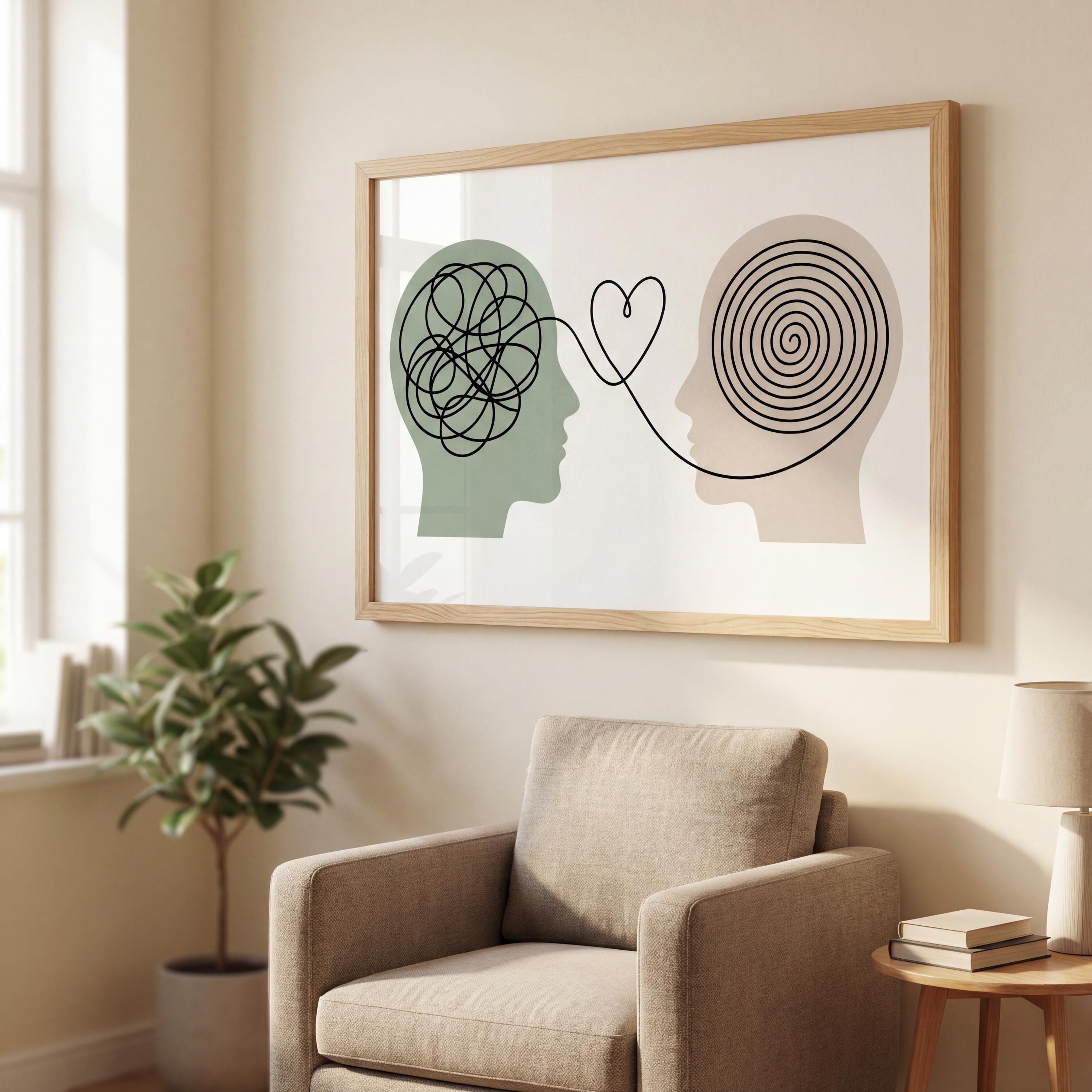 Talk Therapy Print, Mental Health Art, Therapist Office Decor ...