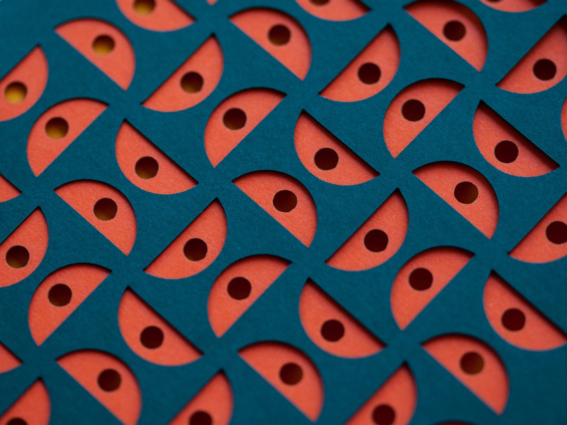 Evergreen Geometric Half Circle Pattern Paper Cut Card Laser - Etsy