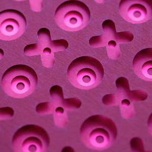 Red & Pink XOXO Pattern Laser Cut Card Mid Century Modern Art Greeting ...