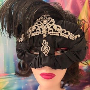 MARDI GRAS MASQUERADE Party Mask Embellished With Clear Rhinestones on ...