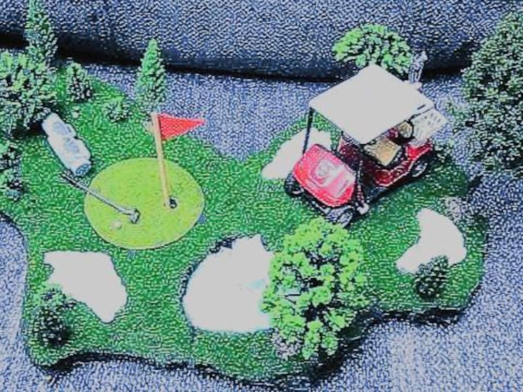 GOLF COURSE DIORAMA Featuring a Tricked Out Golf Cart Water Hazzard ...