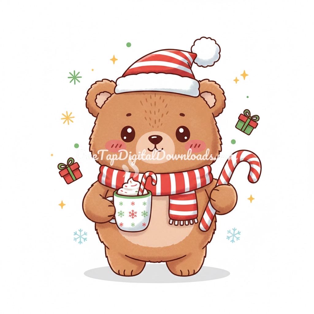 Teddy Bear Christmas Cartoon PDF - Etsy