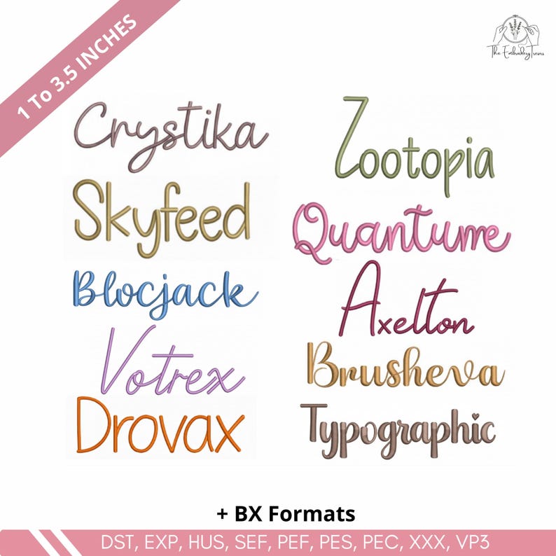 60 3D Puff Machine Embroidery Fonts Bundle | 1 to 3.5 Inch Sizes | 9 ...
