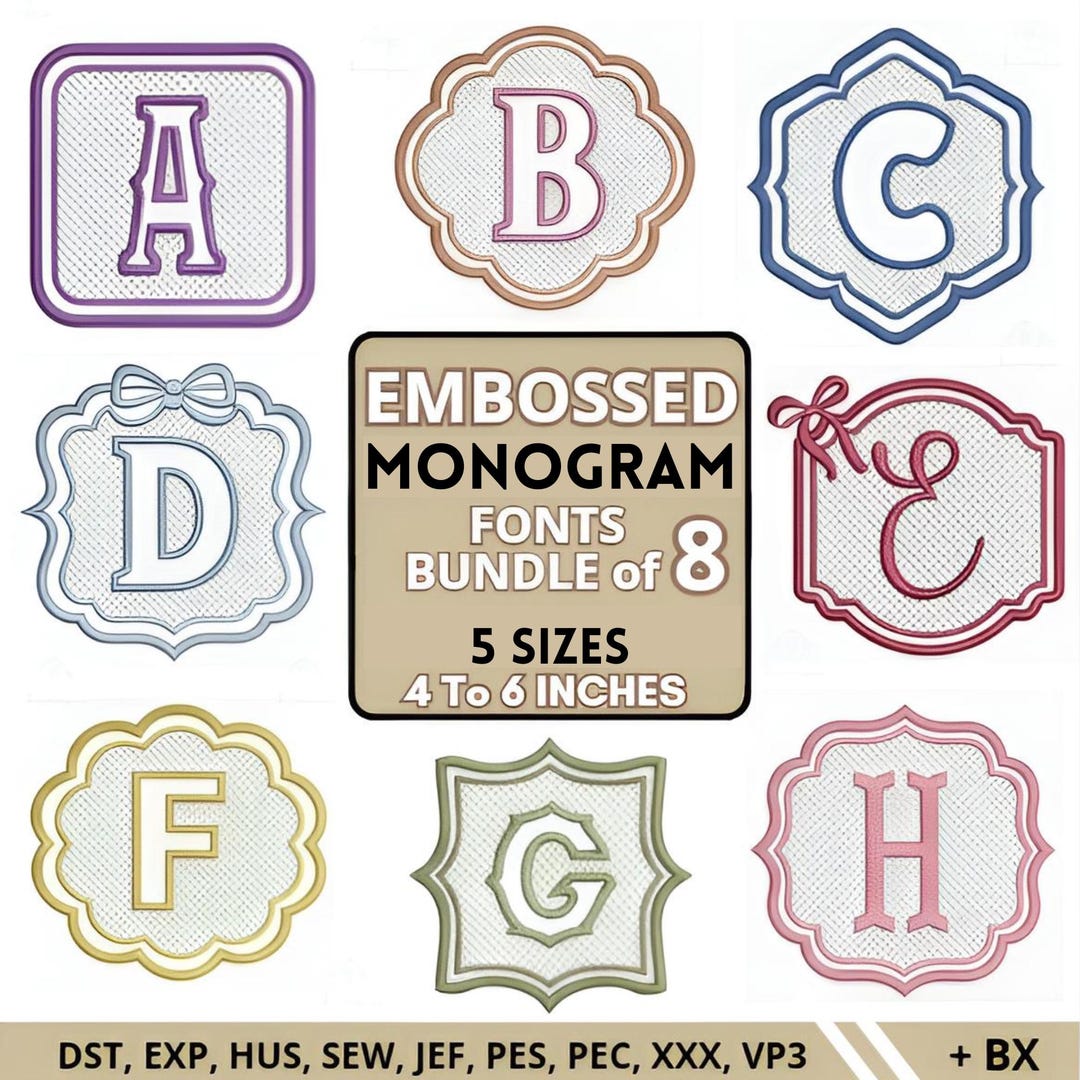 Embossed Monogram Machine Embroidery Designs, Raised Texture Alphabet ...