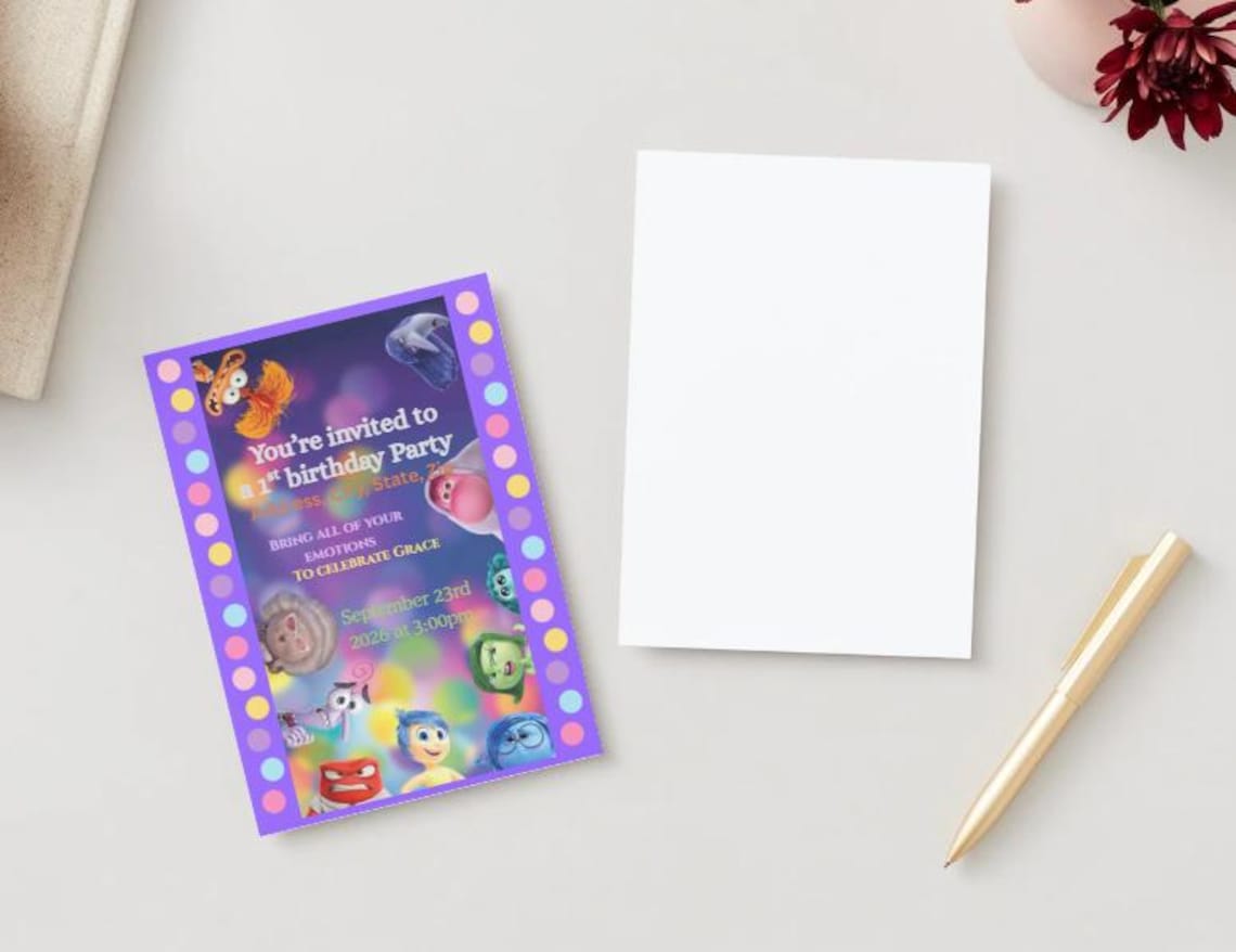 Inside Out Birthday Invitation Theme - Etsy