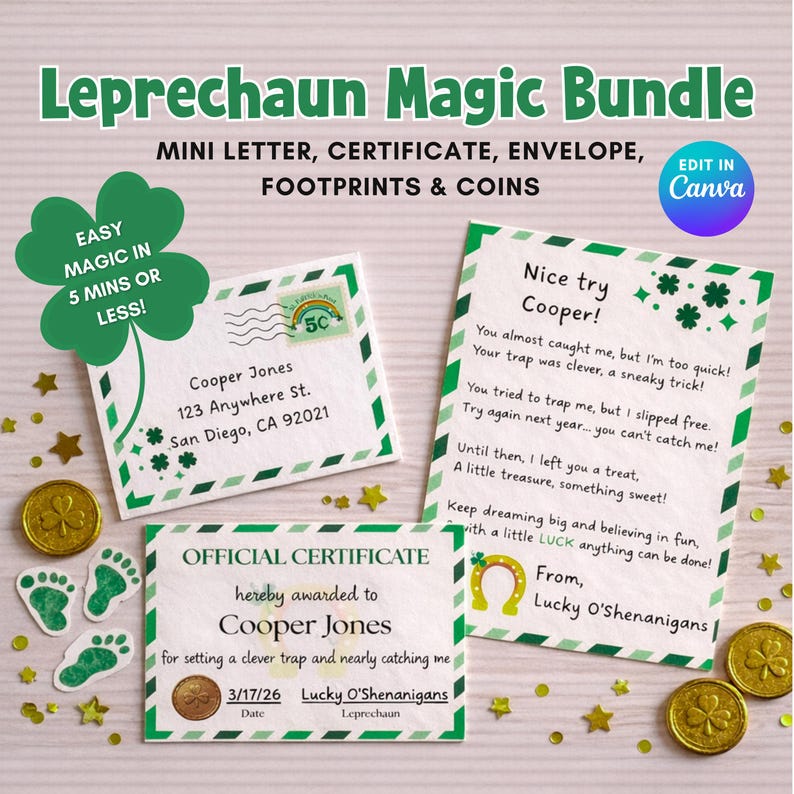 Editable Leprechaun Letter Bundle | St. Patrick's Day Printable Trap ...