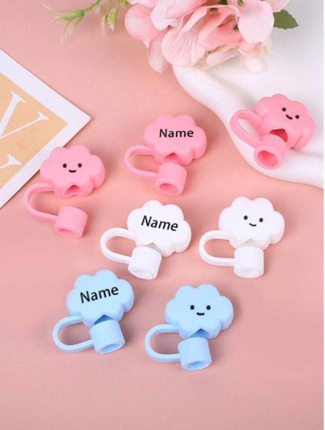 Personalized Name Straw Cover | Custom Straw Topper | Reusable Silicone ...