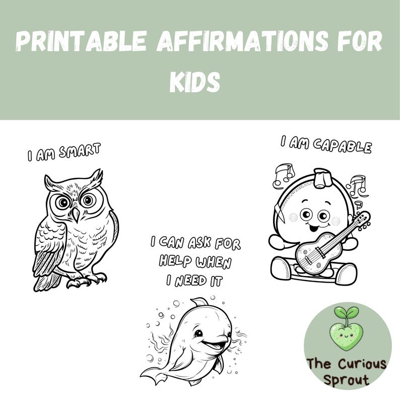 50 Affirmations Colouring Pages for Children | Printable Positive ...