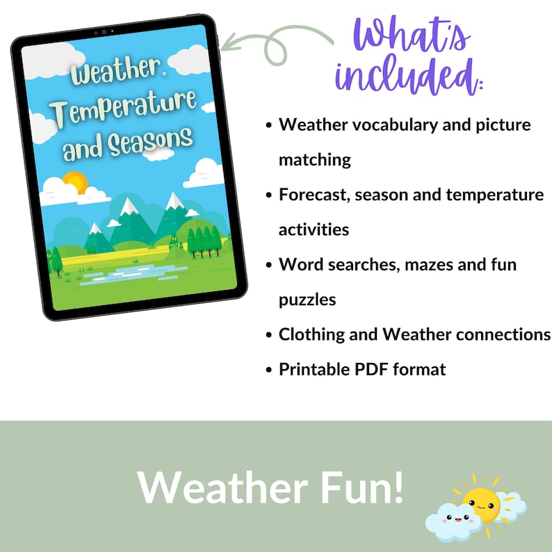 Weather Activities Workbook | Seasons, Temperature & Vocabulary ...