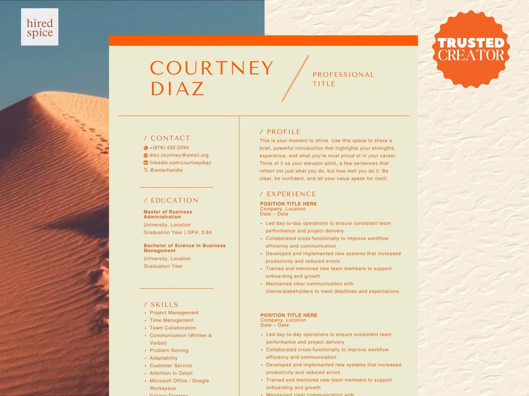 Pixel Ivory Minimalist Resume Template | CV for Microsoft Word, Apple ...