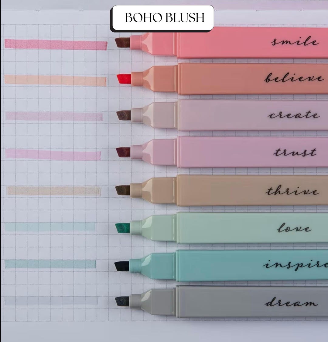 Bible Safe Highlighters | No Bleed Dual Tip Pens | Boho Blush ...