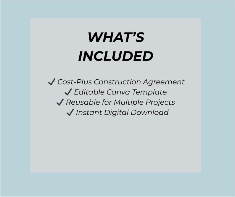 Cost Plus Construction Contract Template | Editable Canva Builder ...