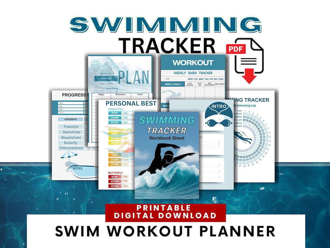 Swim Workout Planner Printable | Daily & Weekly Swim Log (digital ...