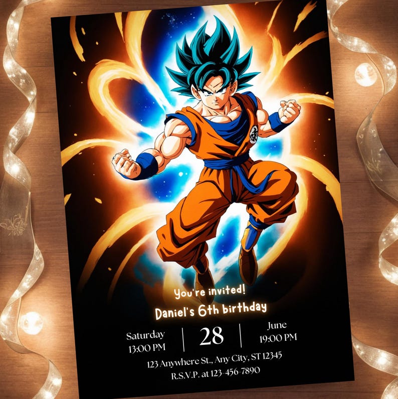 Dragon Ball Z Birthday Invitation Dragonball Invitation Birthday Goku ...