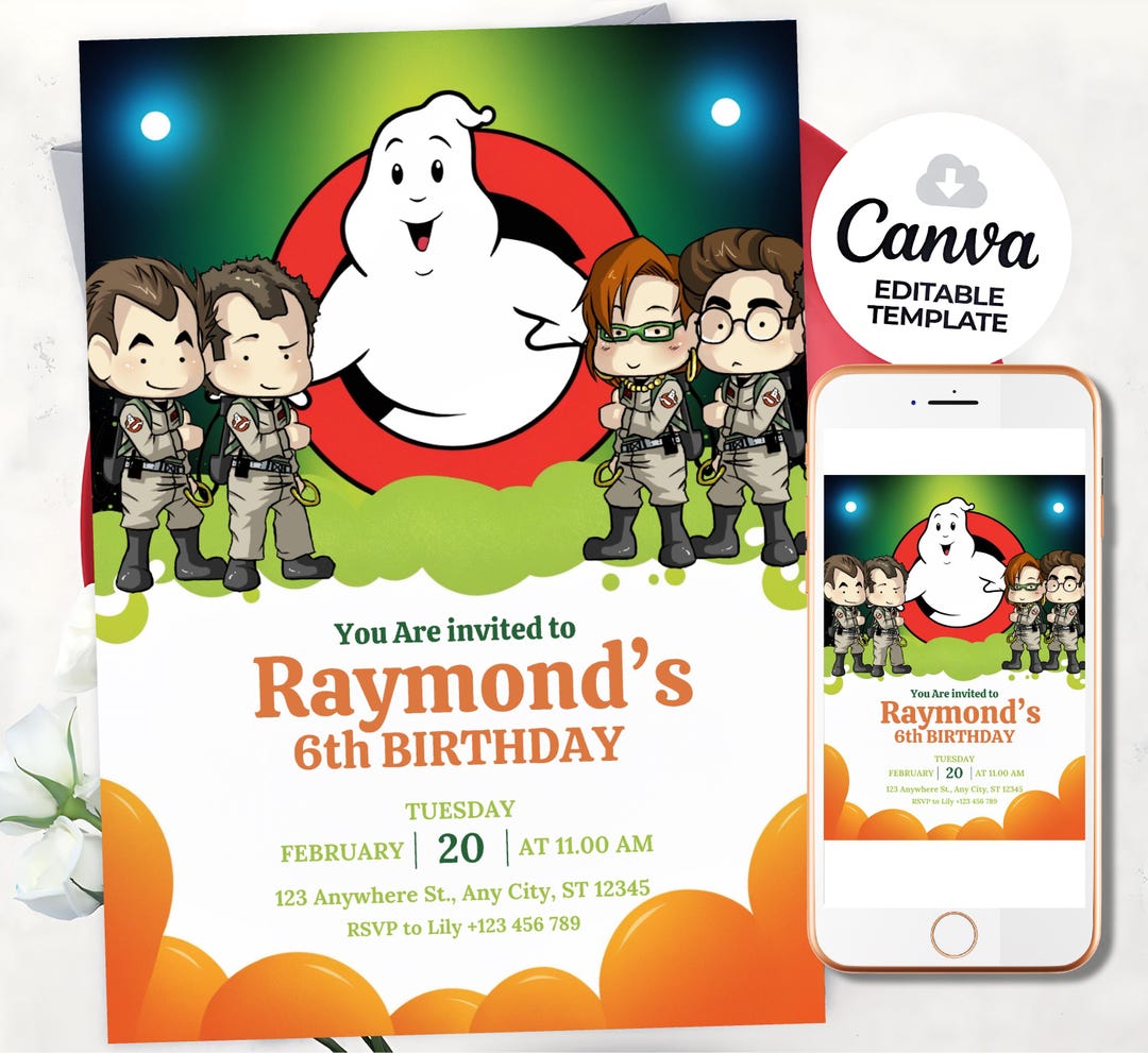 Ghostbusters Birthday Invitation Template Printable Ghostbusters ...