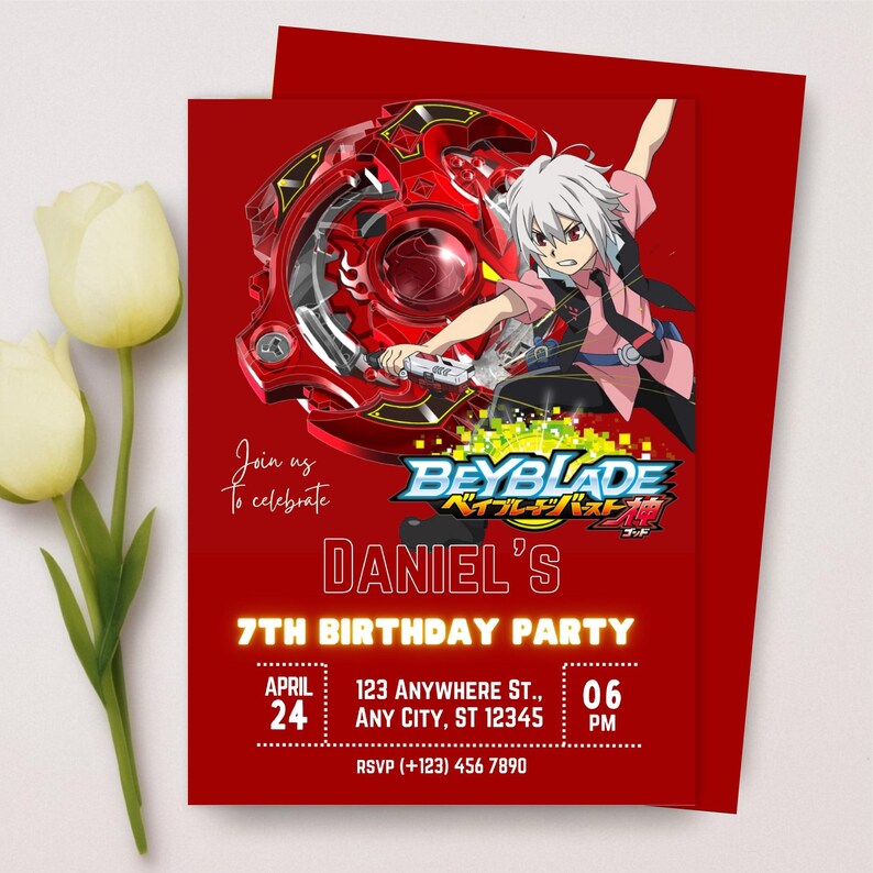 Beyblade Birthday Invitation Beyblade Invitation Template Birthday ...