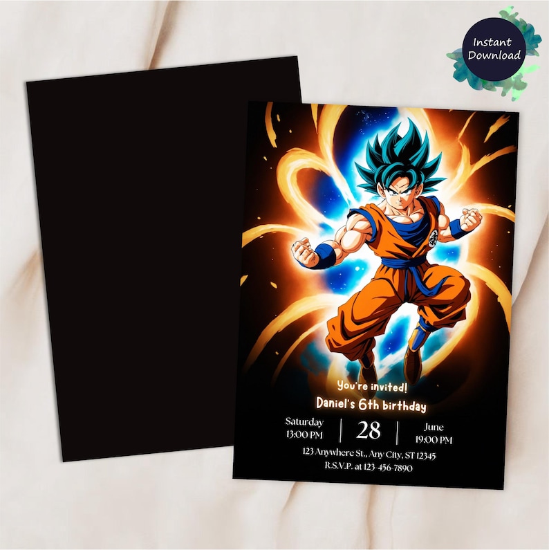 Dragon Ball Z Birthday Invitation Dragonball Invitation Birthday Goku ...