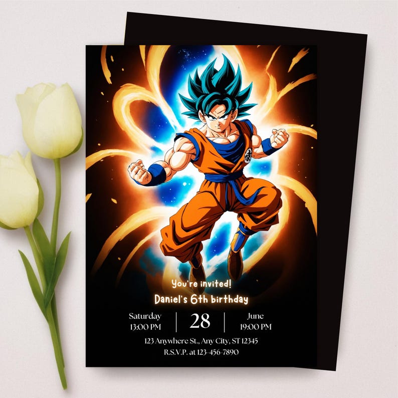 Dragon Ball Z Birthday Invitation Dragonball Invitation Birthday Goku ...