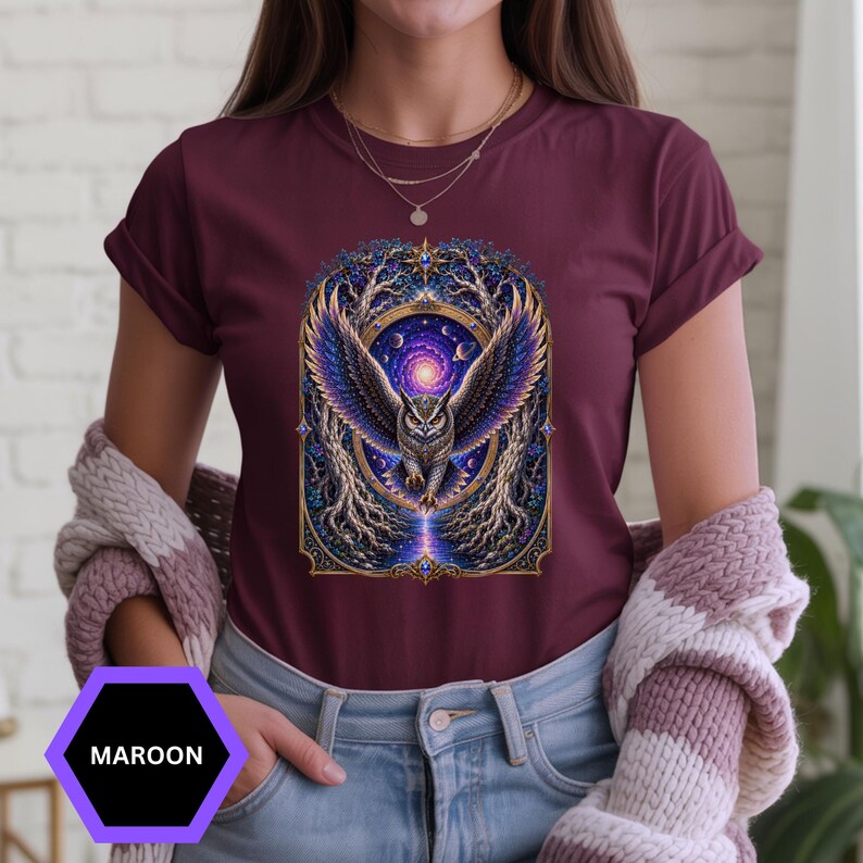 Cosmic Owl Oracle Shirt | World Tree Guardian | Fantasy Portal Art - Etsy