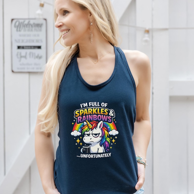 Funny Unicorn Tank Top | Grumpy Rainbow Graphic Racerback Shirt - Etsy UK