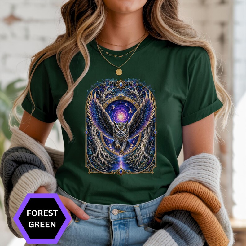 Cosmic Owl Oracle Shirt | World Tree Guardian | Fantasy Portal Art - Etsy