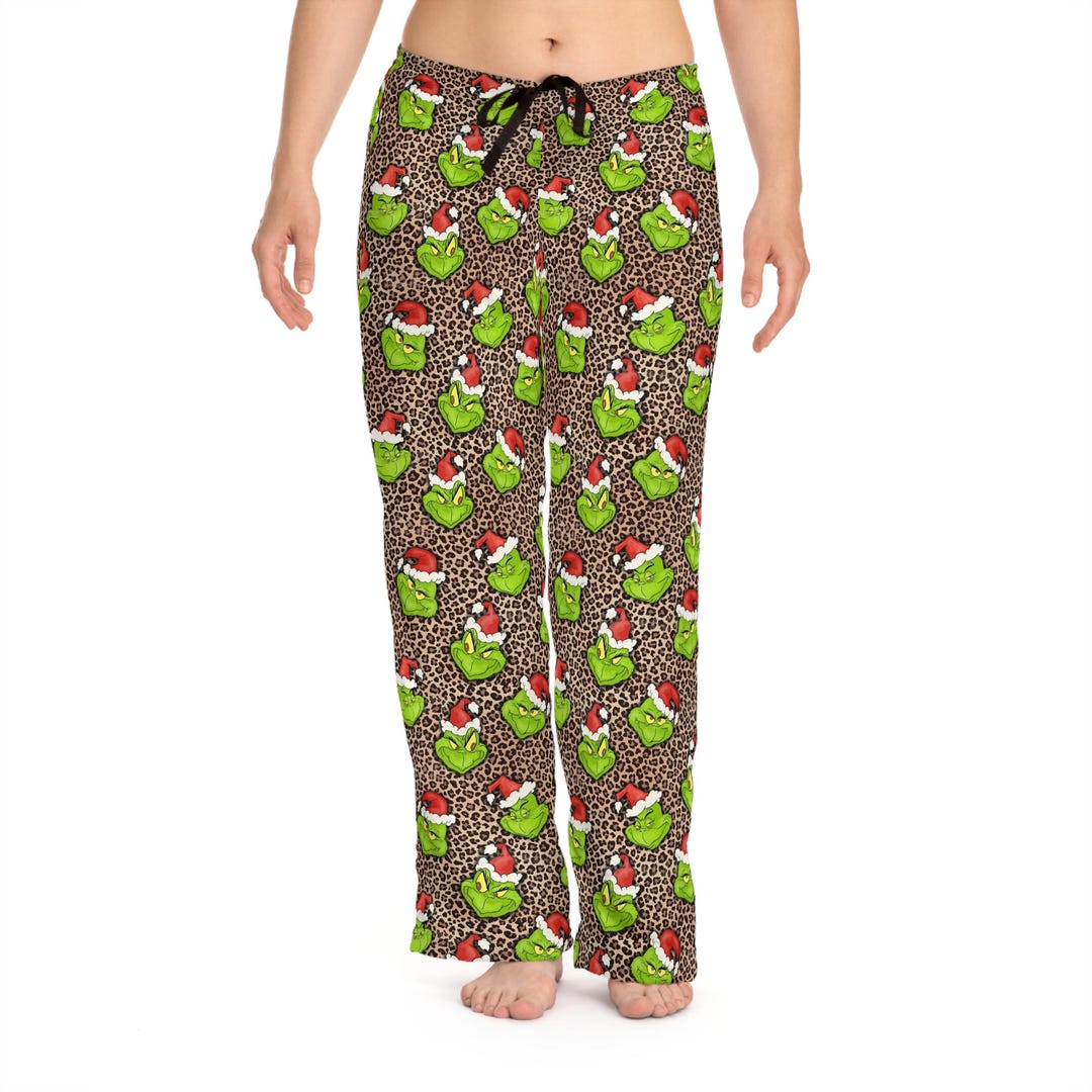Grinch Pattern Christmas Pajama Pants | Leopard Print • Christmas ...