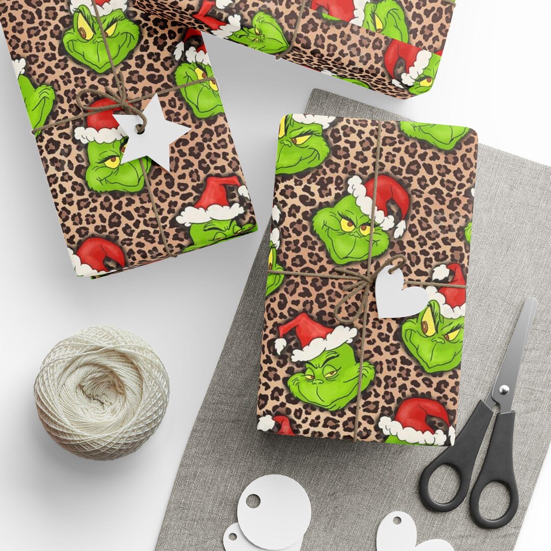 Leopard Grinch Wrapping Paper | Leopard Print Gift Wrap • Holiday ...