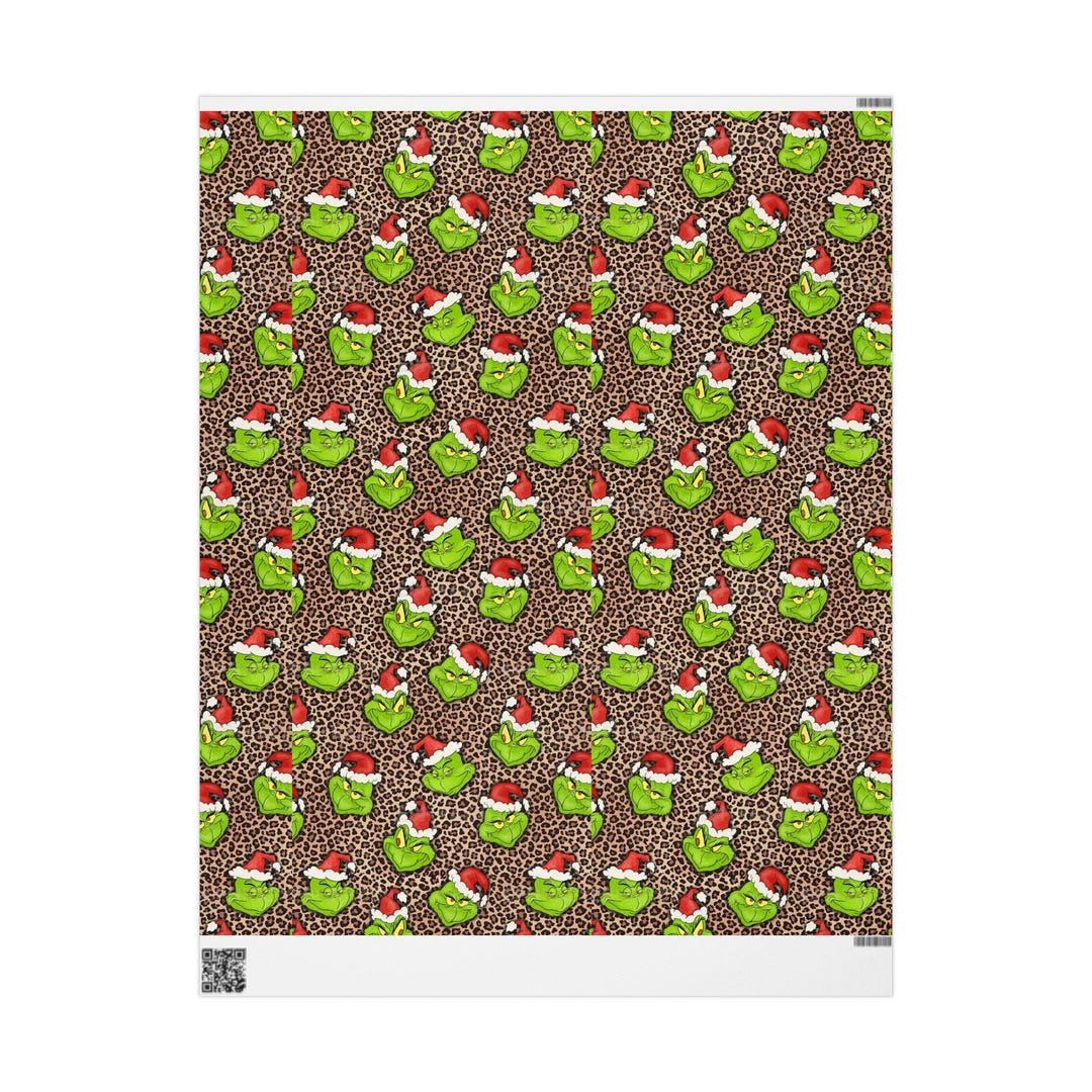 Grinch Leopard Print Wrapping Paper | Holiday Gift Wrap - Etsy