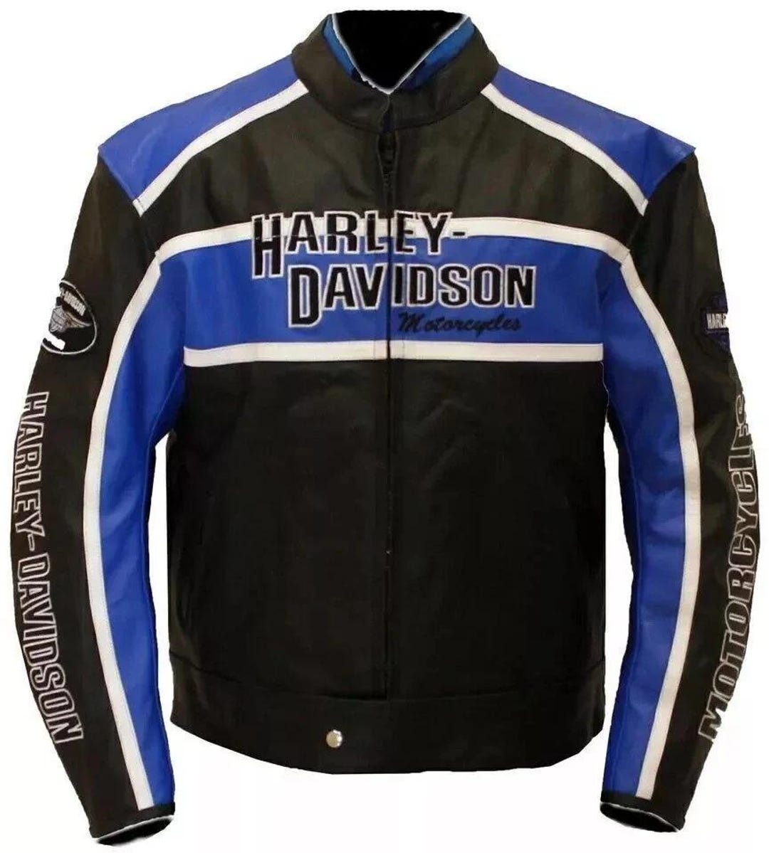 Harley Davidson Men's CLASSIC BLUE CRUISER Jacket Motorcycle Real ...