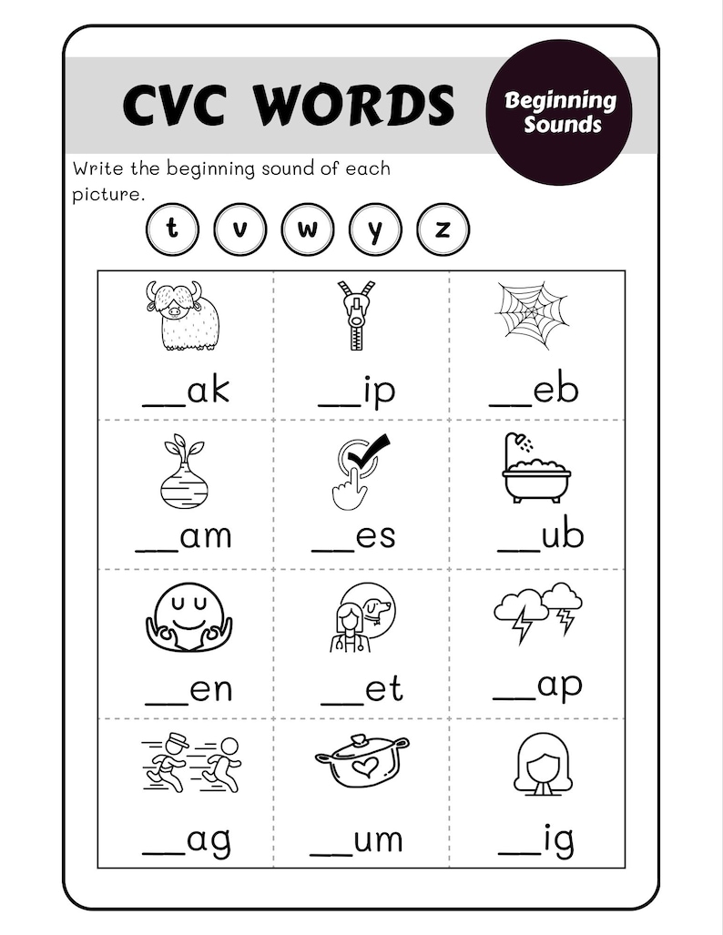 CVC WORD PUZZLE 5 Worksheets - Etsy