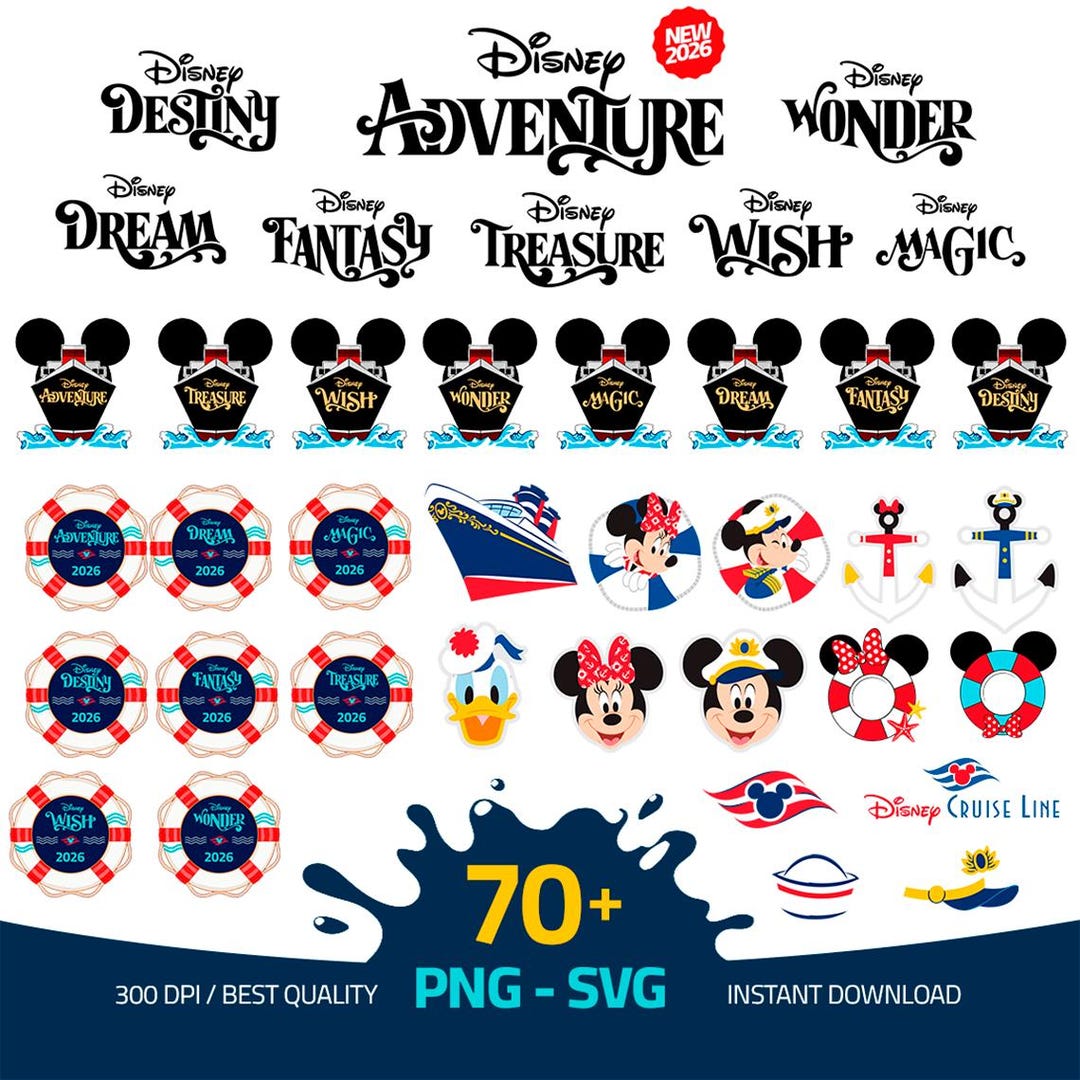 Disney Cruise Line SVG Bundle 2026 | All Disney Cruise Ships PNG & SVG ...