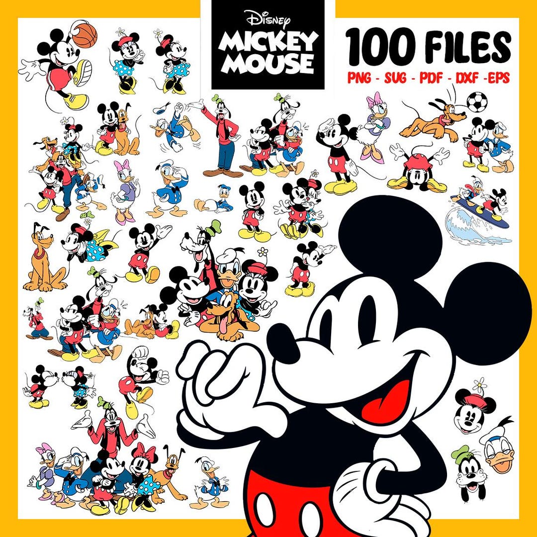 Mickey Mouse SVG Bundle | 110 Classic Disney Characters | Mickey ...