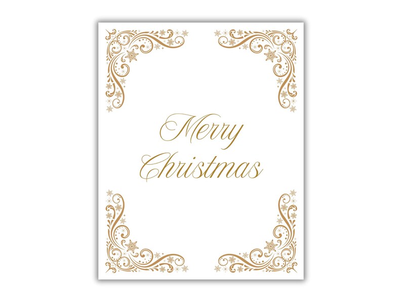 Vintage Merry Christmas Printable Wall Art Gold Christmas Print ...