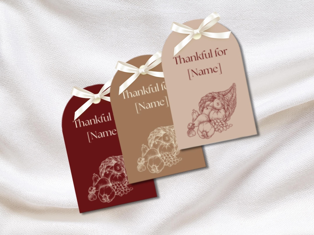Thanksgiving Cornucopia Tag Printable Hostess Gift Friendsgiving Napkin ...