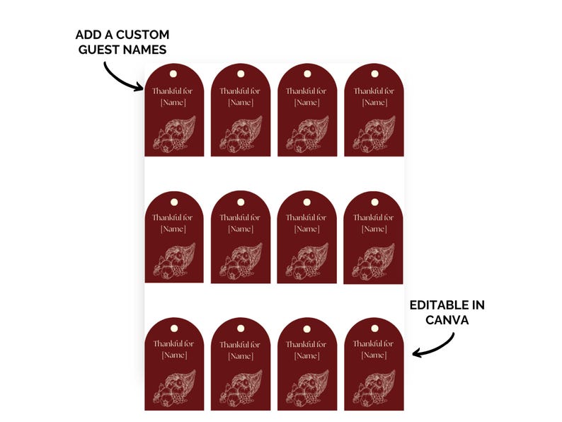 Thanksgiving Cornucopia Tag Printable Hostess Gift Friendsgiving Napkin ...