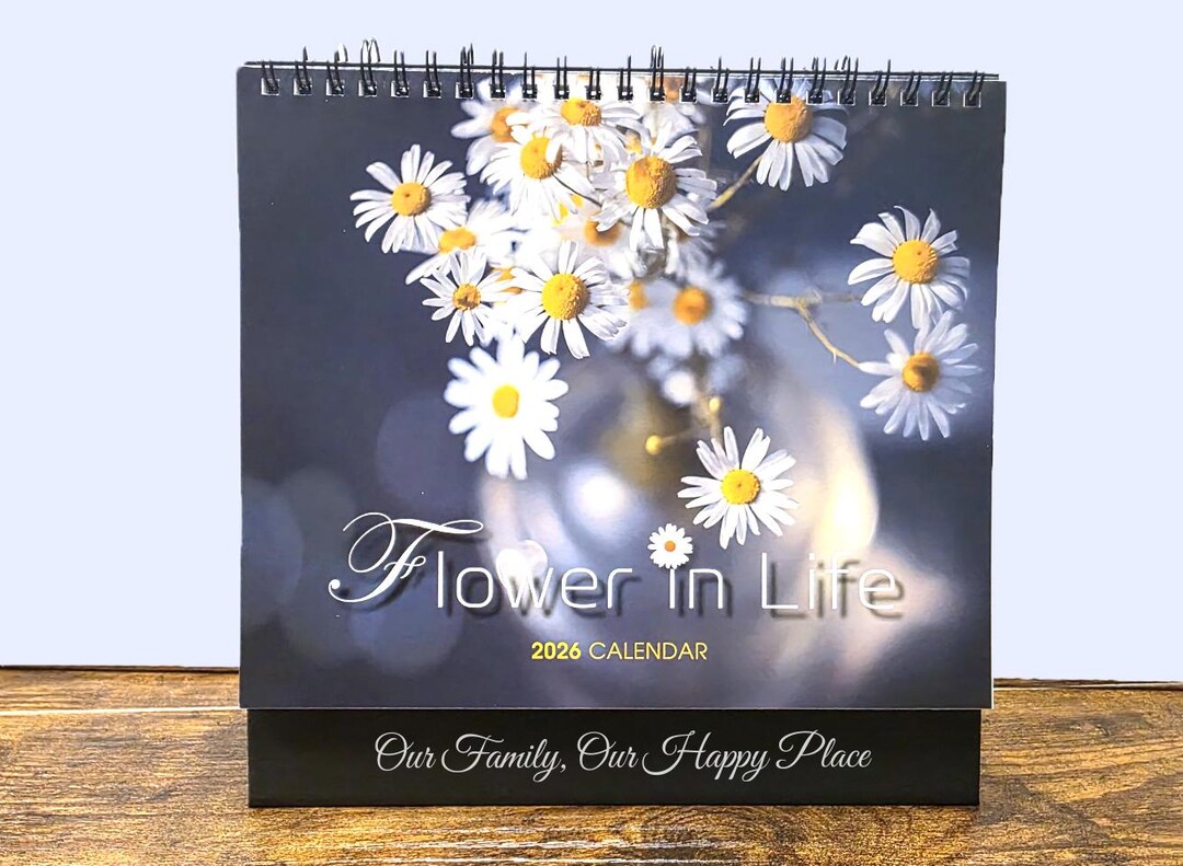 Personalized 2026 Desk Calendar, Custom Logo & Message, Flowers, Floral ...