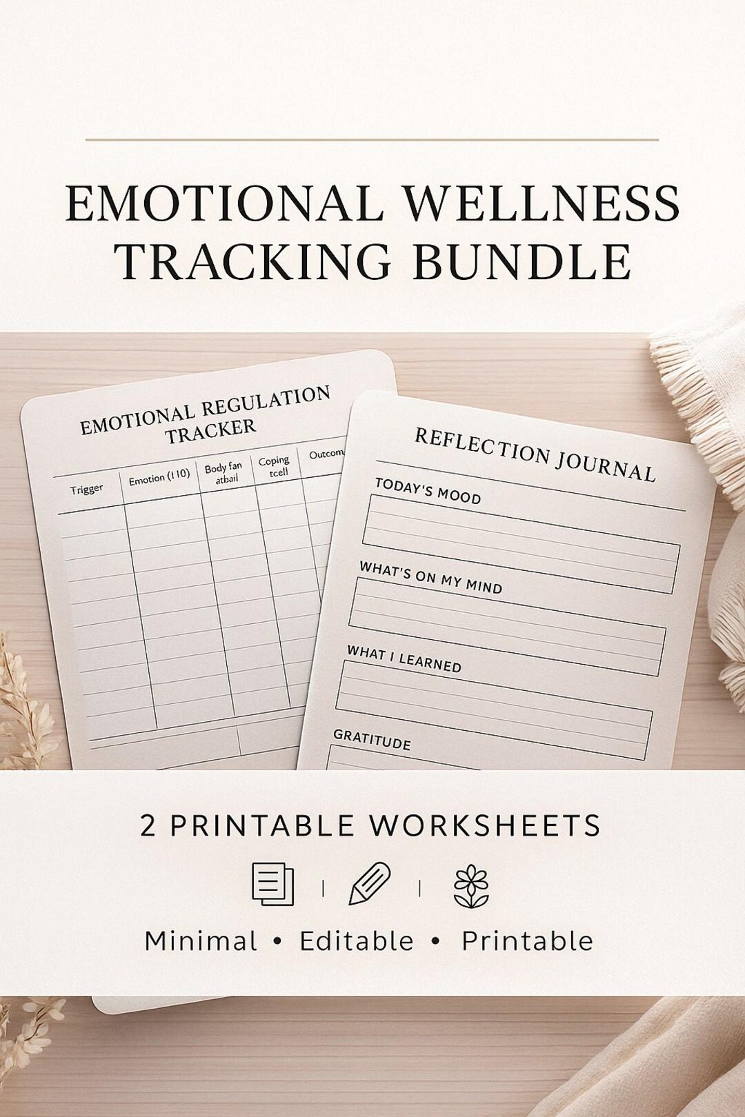 Emotional Regulation Printable | Mood Tracker, Anxiety Worksheet ...
