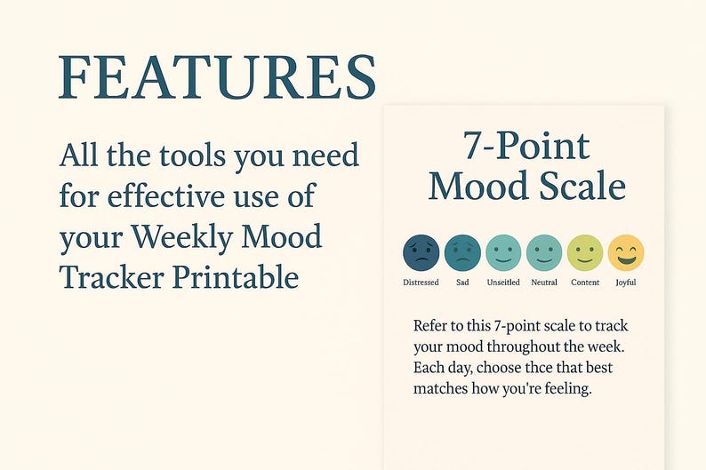 Weekly Mood Tracker Printable | Therapy Worksheet Set | Mental Health ...