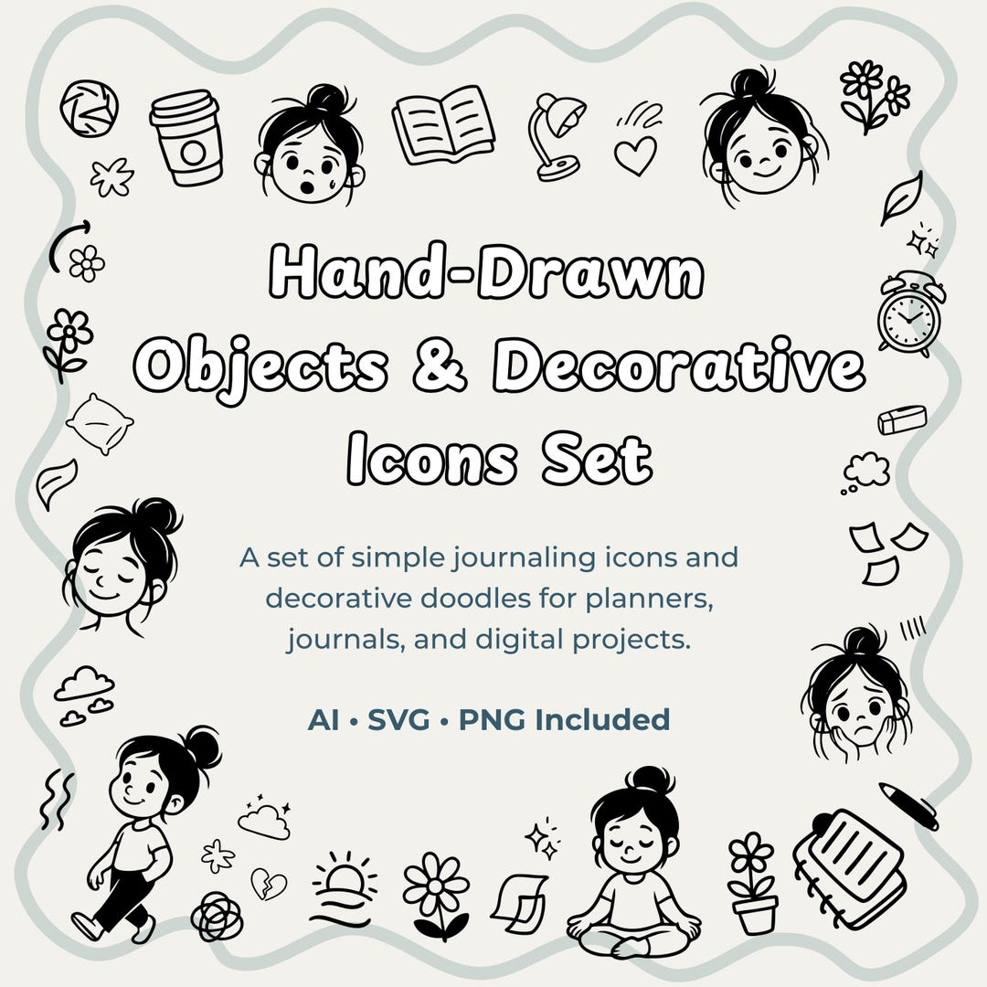 Line Art Objects and Decorative Icons - Etsy