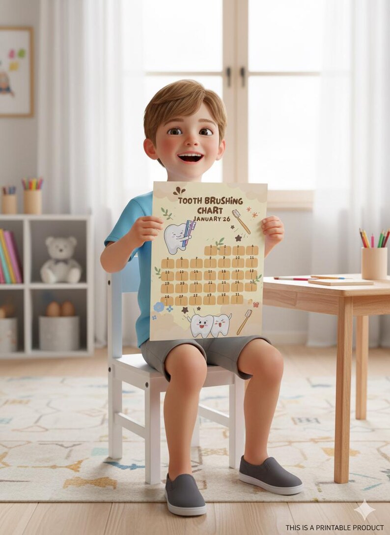January 2026 Kids Tooth Brushing Habit Tracker Chart - Kids Dental ...