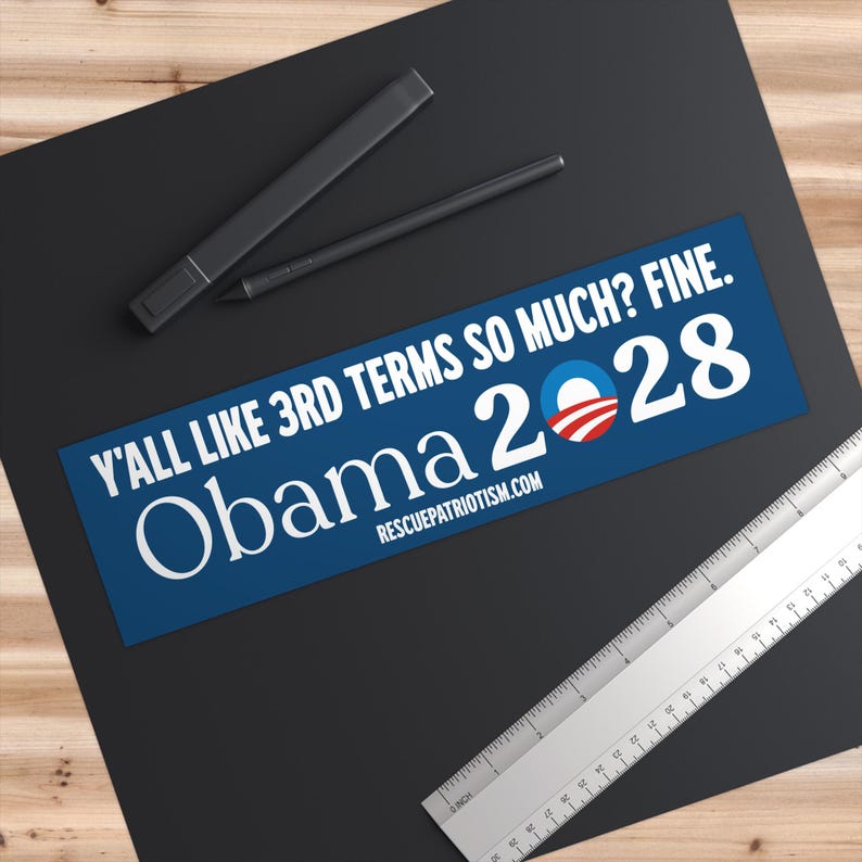 Obama 2028 Bumper Sticker, Anti Trump Sticker (11"x3") - Etsy