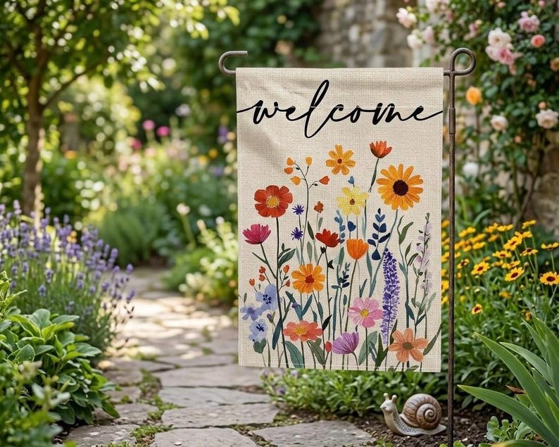 Spring Welcome Garden Flag, Floral Wildflower Garden Flag, Farmhouse ...