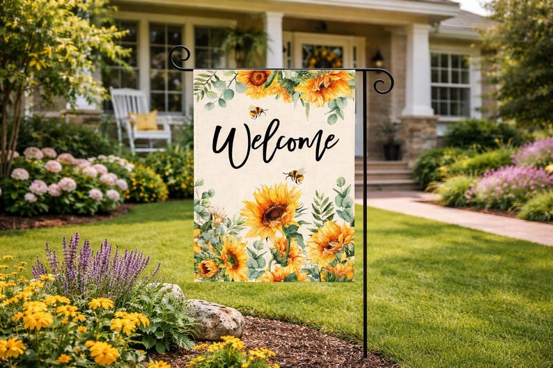 Spring Welcome Garden Flag, Floral Wildflower Garden Flag, Farmhouse ...