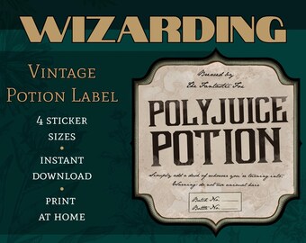 Digital Download Wizard Apothecary Potion Label POLYJUICE - Etsy