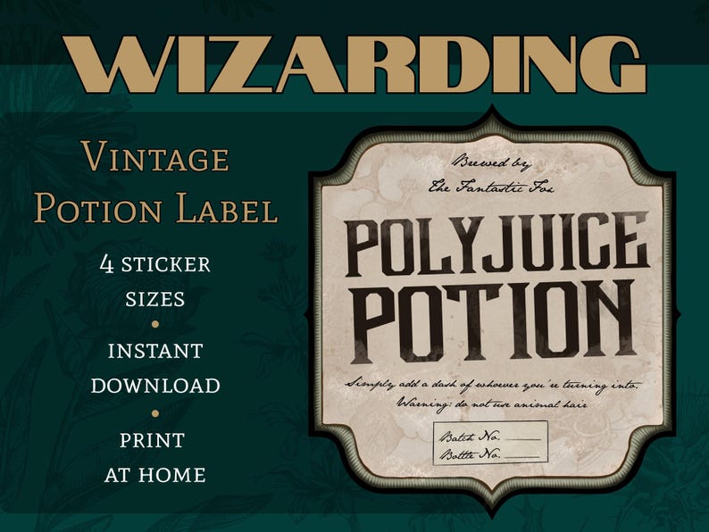 Polyjuice Potion, Printable Vintage Labels, Potions, Wizarding World ...