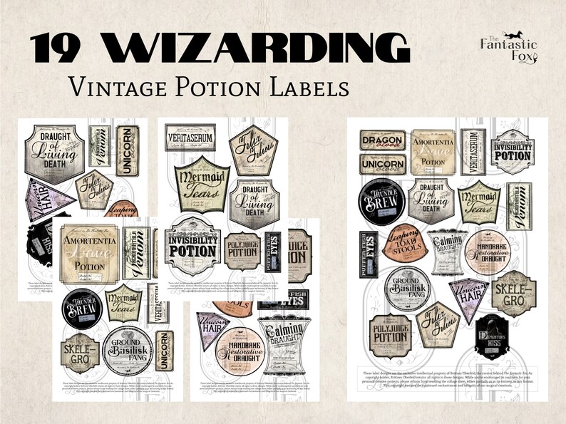 Printable Vintage Potion Labels, Wizarding World, Witches, Apothecary ...