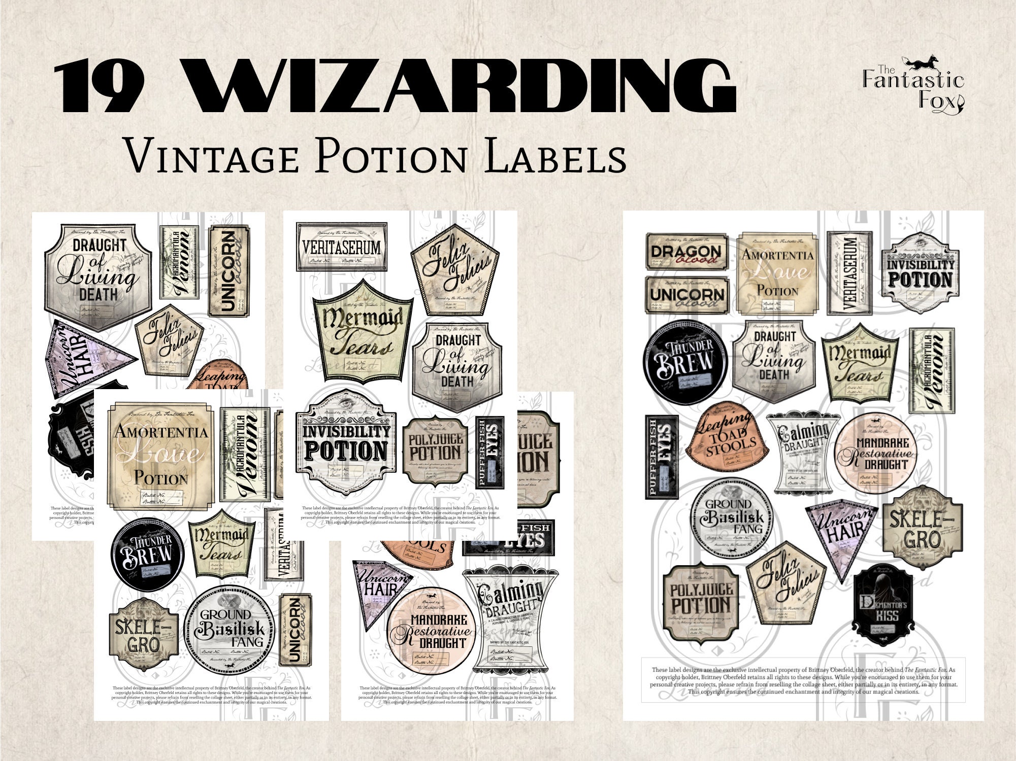 Printable Vintage Potion Labels, Wizarding World, Witches, Apothecary ...