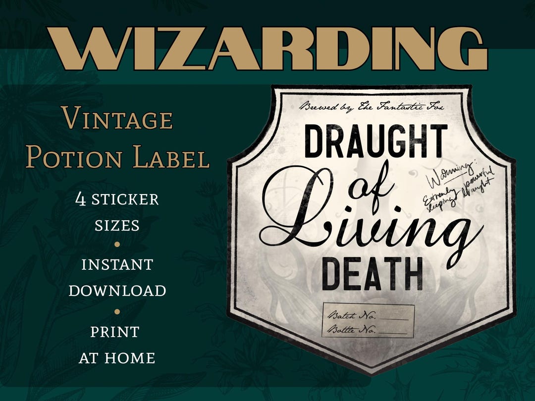 Draught of Living Death Potion, Printable Vintage Labels, Potions ...