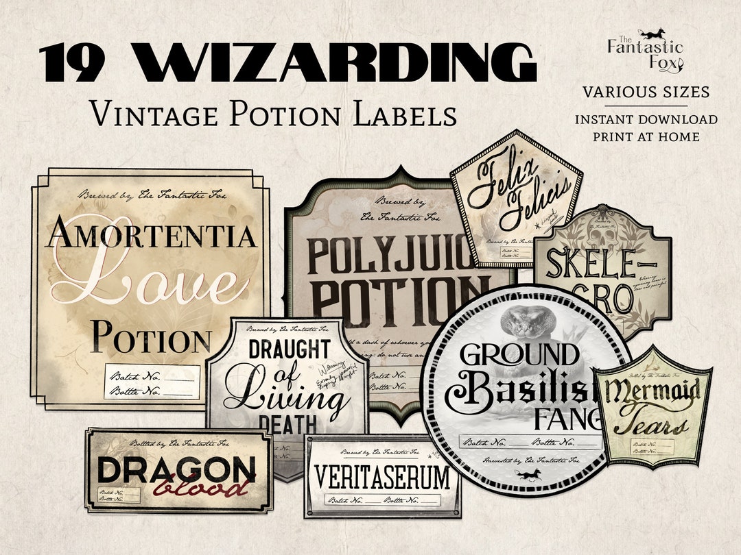 Printable Vintage Potion Labels, Wizarding World, Witches, Apothecary ...