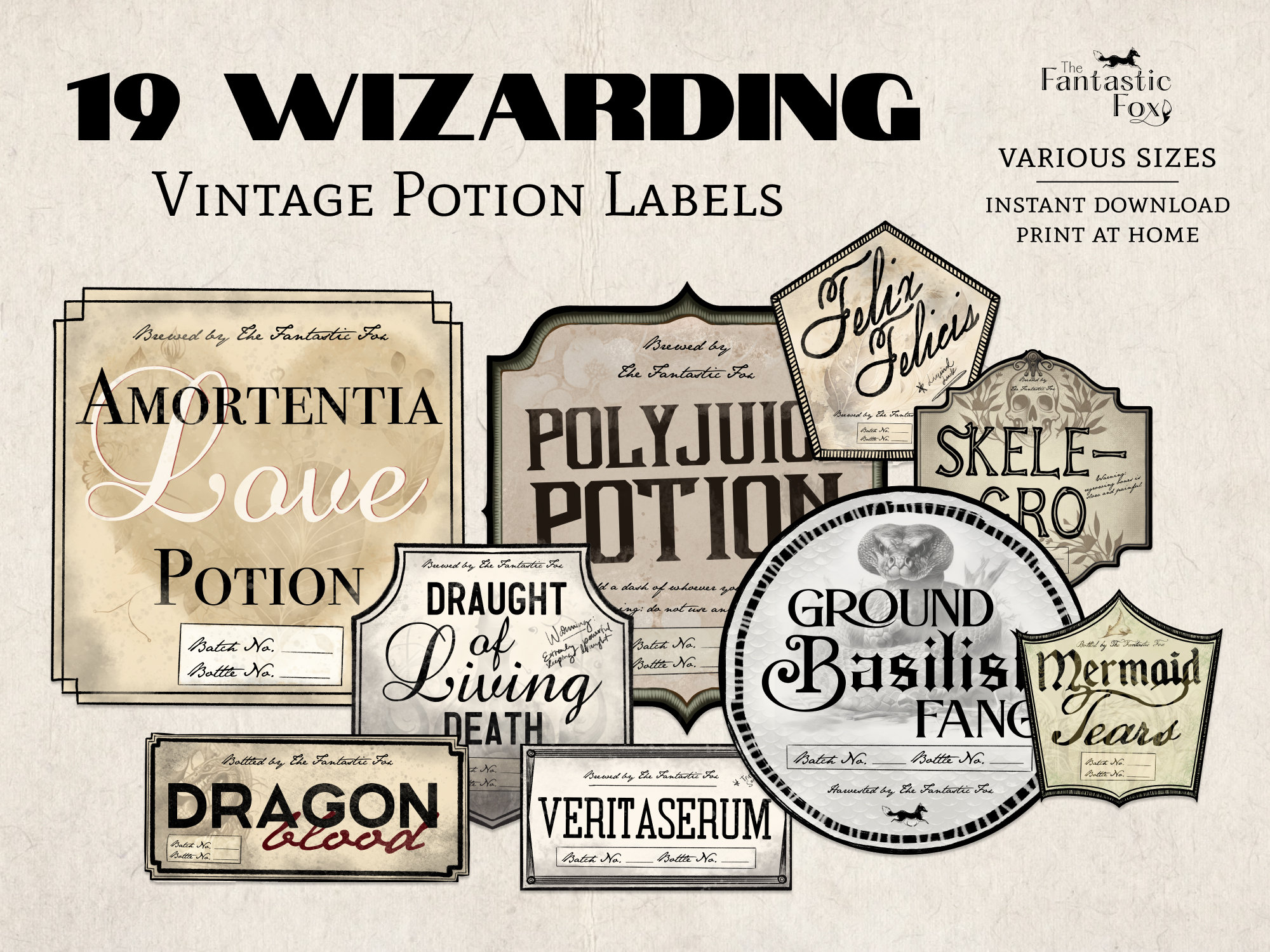Printable Vintage Potion Labels, Wizarding World, Witches, Apothecary ...